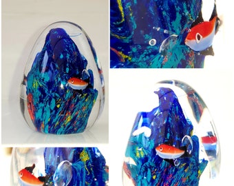 Murano Aquarium Glass Paperweight - Etsy