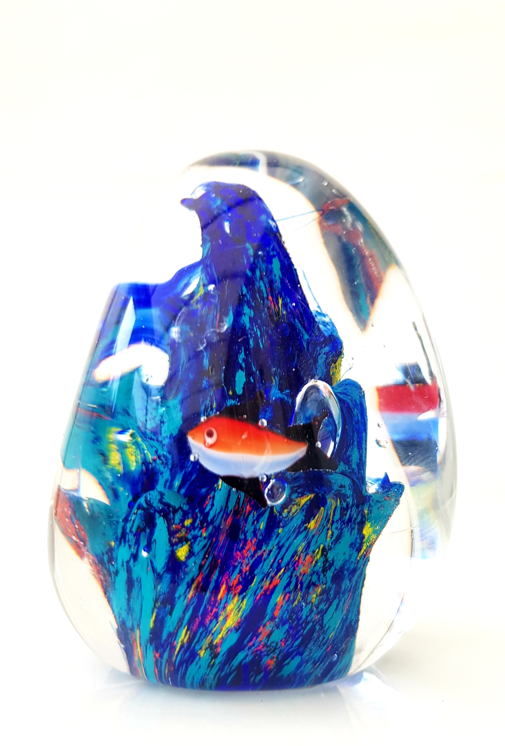 Vintage Glass Paperweight Aquarium Coral Fish Pinched Egg - Etsy