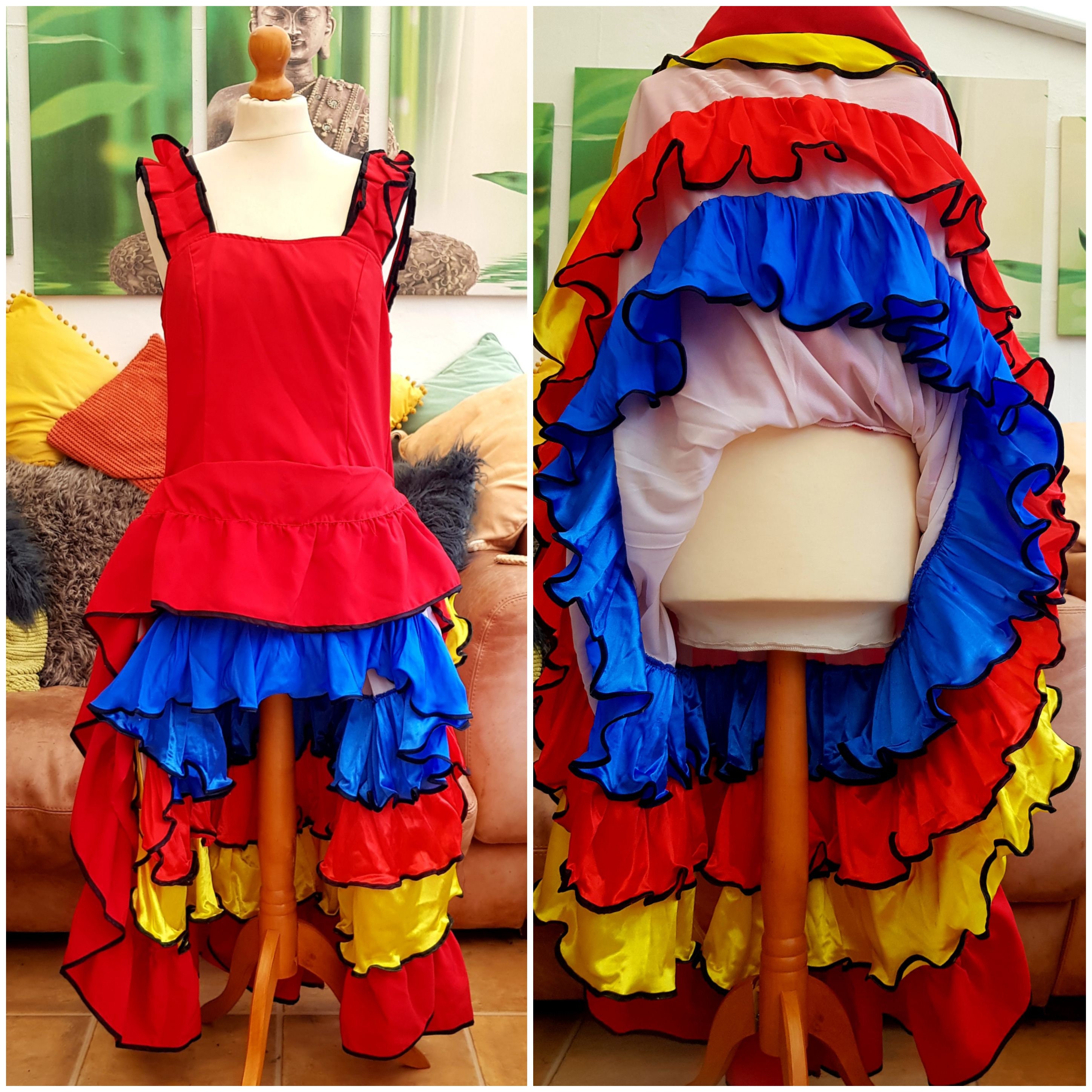 Vintage Deluxe Saloon Girl Costume X-hire Fancy Dress Can Can Dress ...