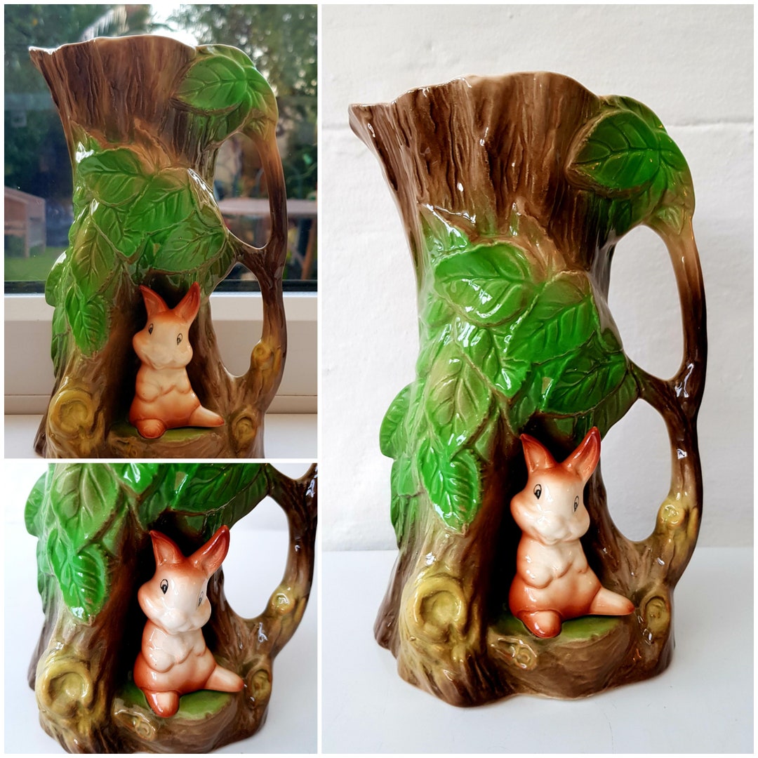 Vintage Withernsea Fauna 8" Pottery Vase Woodland Tree Bunny Rabbit - Etsy