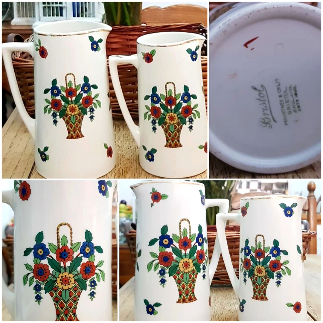 Vintage Pair Bristol Pountney & Co LTD 2 X Milk Pitchers Water Jugs ...