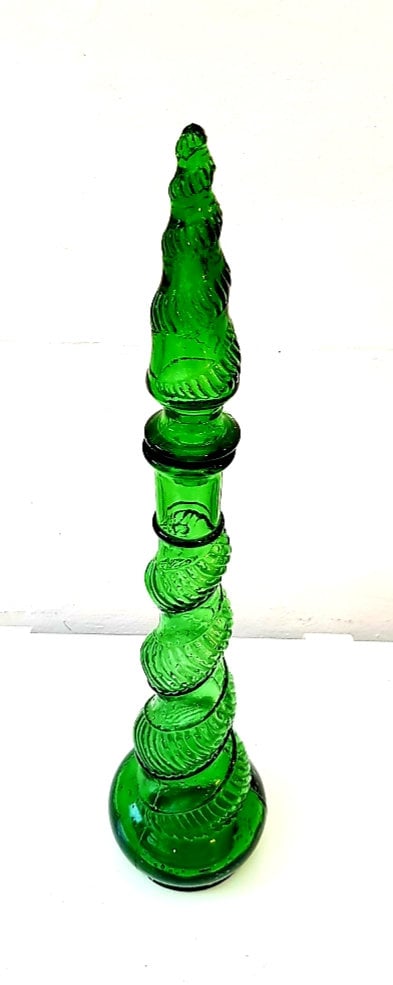Vintage Italian Depose Genie Bottle Emerald Green Glass Twist Snake ...