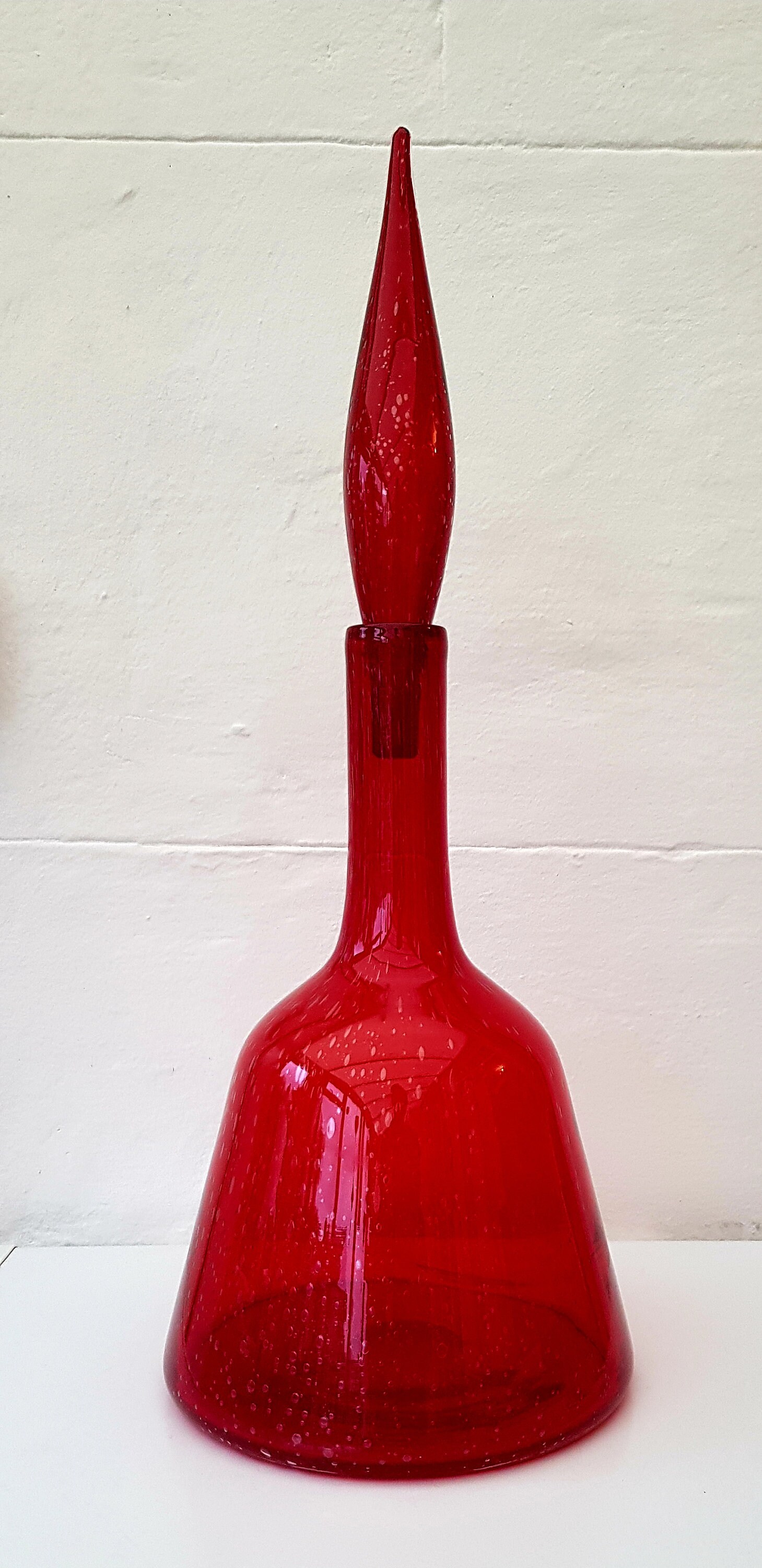 Vintage RARE Blenko Style 22.5 Genie Bottle Red Glass - Etsy