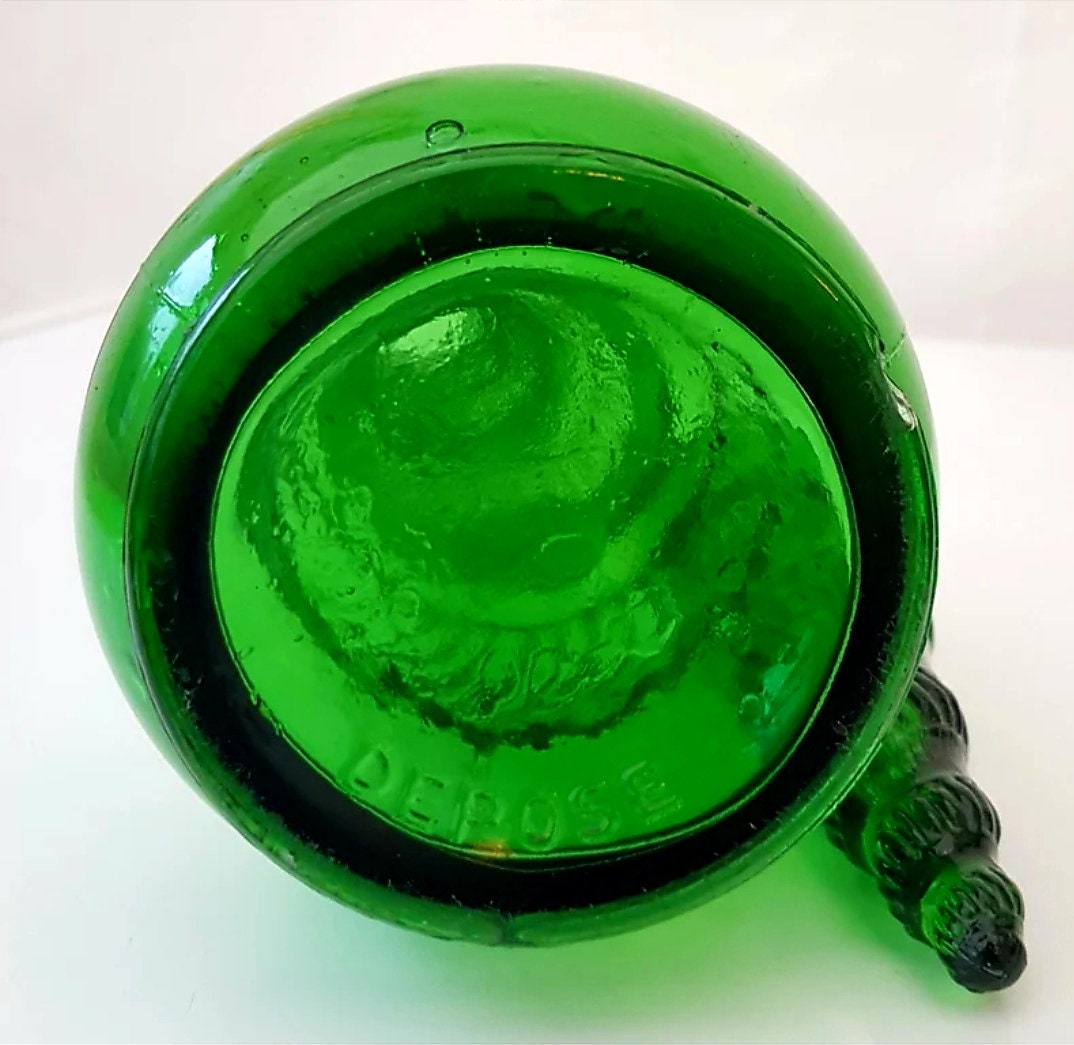 Vintage Italian Depose Genie Bottle Emerald Green Glass Twist Snake ...