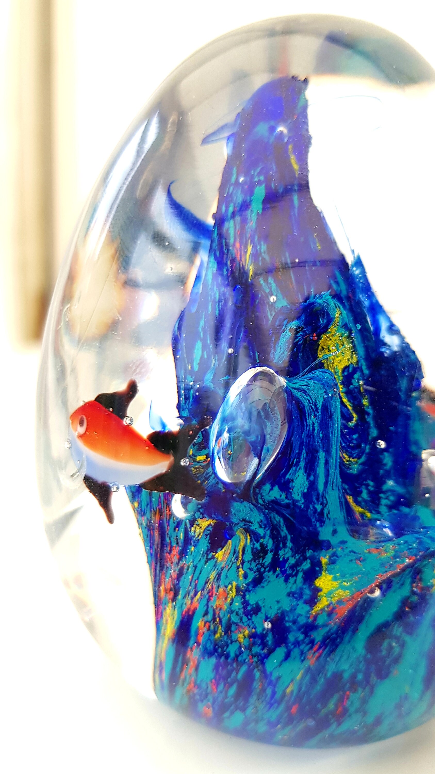 Vintage Glass Paperweight Aquarium Coral Fish Pinched Egg - Etsy