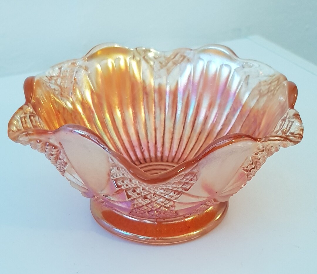 Vintage Sowerby Carnival Glass Bowl Marigold Iridescent - Etsy