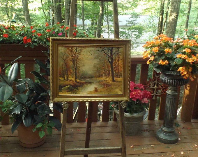 OCTOBER MORN by Robert Woods, Vintage Fall Lithograph © DAC N.Y. Autumn ...