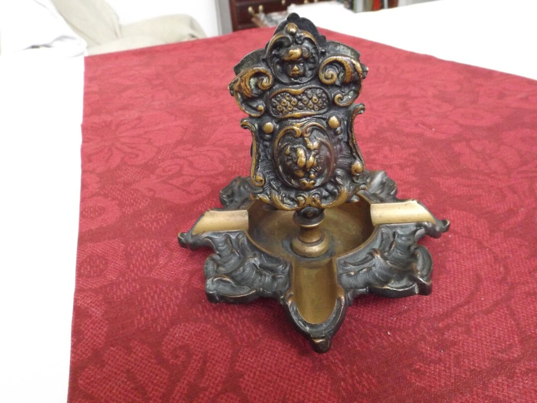 French Antique Cigar Holder 1800's Bronze Art Nouveau Ashtray Matchbook ...