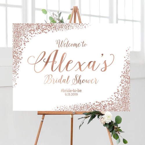 Blush Rose Gold Bridal Shower Signs to My Bridal Shower | Etsy