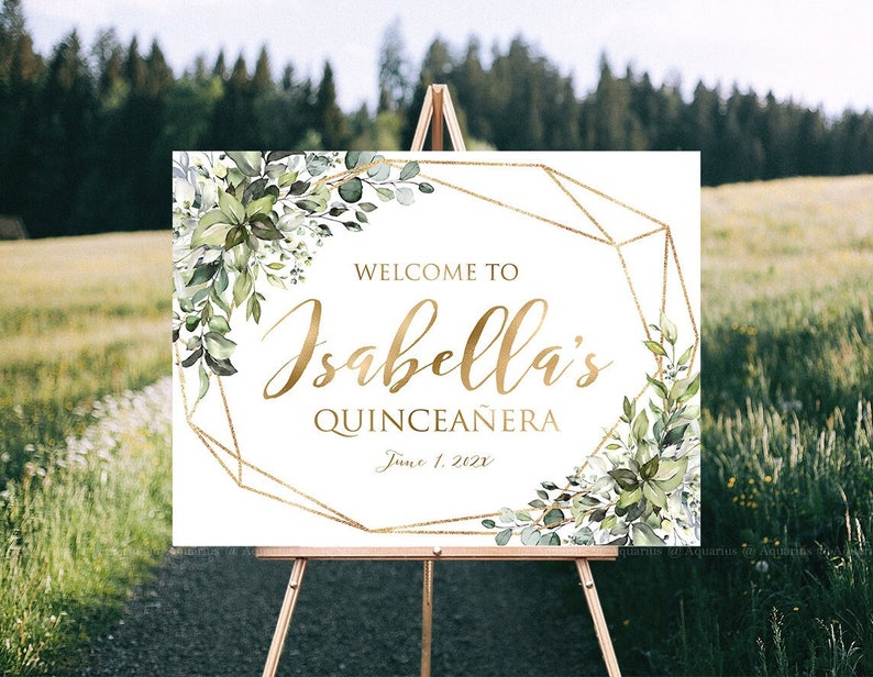 Quinceañera Welcome Sign Quinceanera Sign Greenery - Etsy