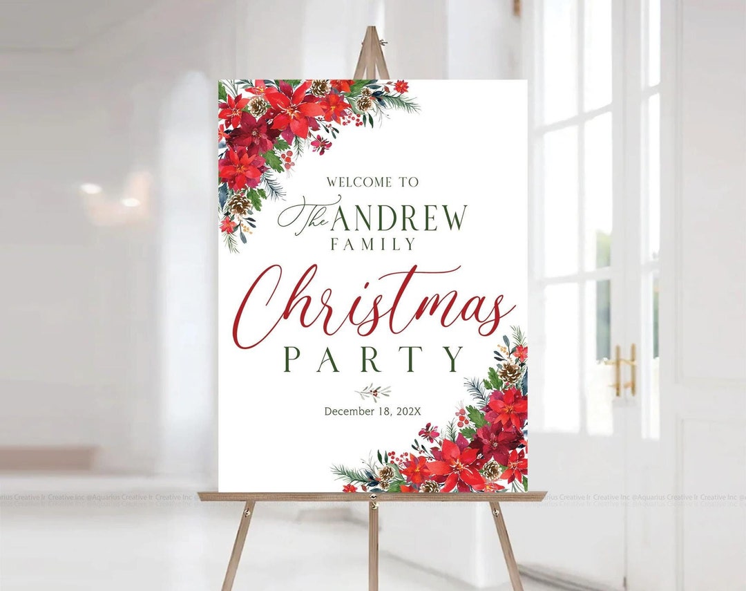 Christmas Party Decor, Christmas Party Welcome Sign, Winter Welcome ...