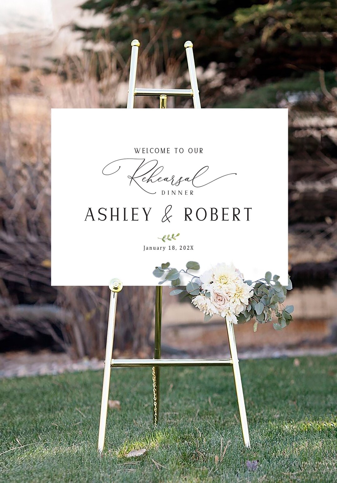 Rehearsal Dinner Sign, Rehearsal Sign, Greenery Decor, the Night Before ...