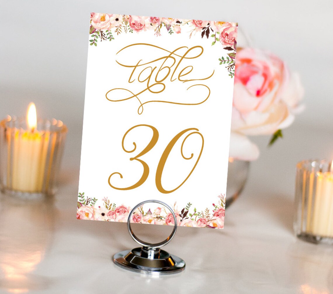 Gold Foil Table Numbers Printable Table Numbers Caramel Gold - Etsy