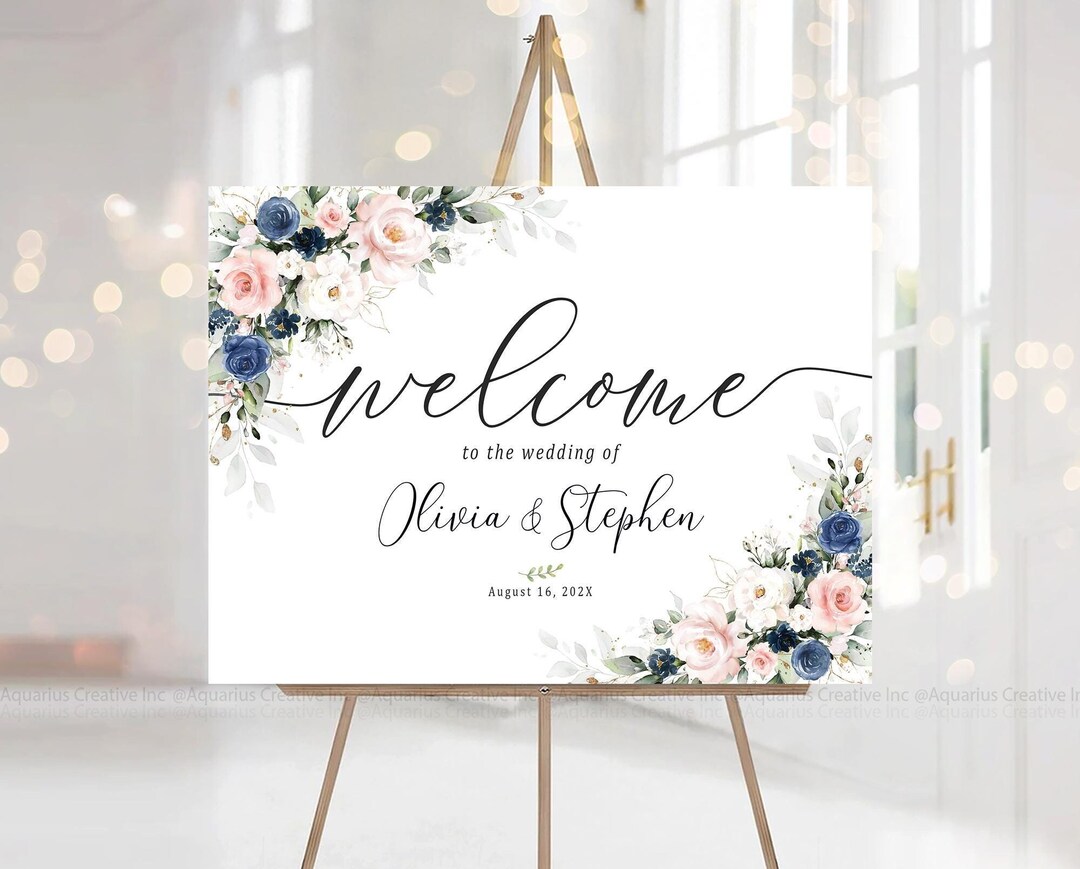 Wedding Welcome Sign, Wedding Signs, Blush Pink Wedding Decor, Wedding ...