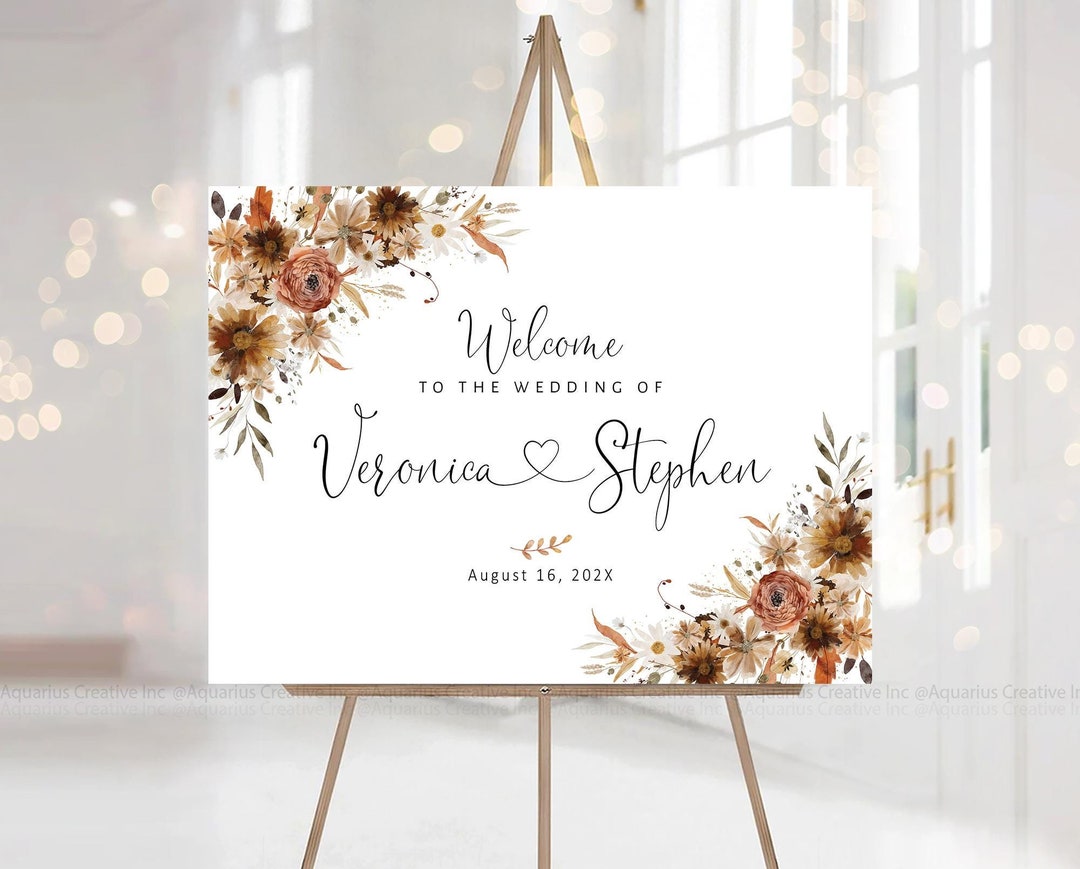 Wedding Welcome Sign, Fall Wedding Sign, Autumn Wedding Welcome Sign ...