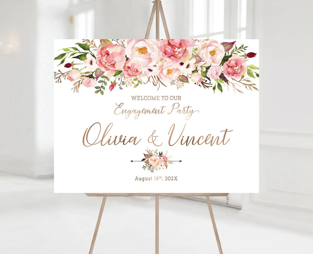Engagement Welcome Sign, Engagement Sign, Engagement Party Decorations ...