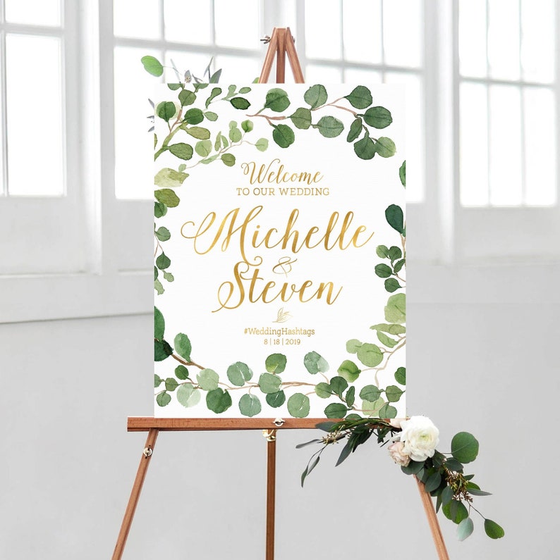 Wedding Welcome Sign Greenery Wedding Decoration Greenery - Etsy