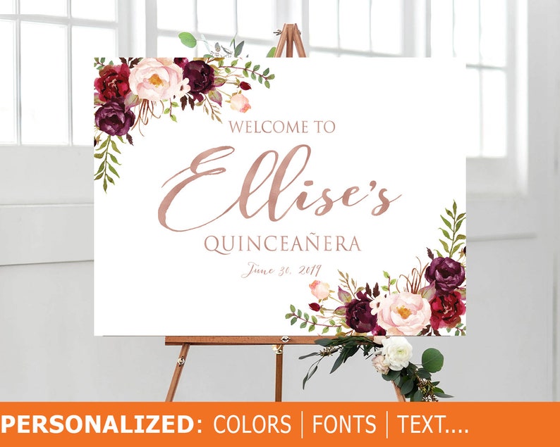 Quinceañera Welcome Sign Quinceanera Sign Quinceanera - Etsy