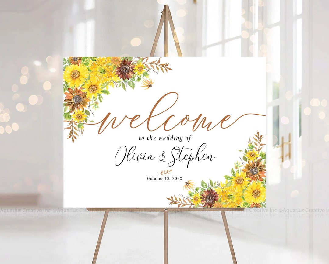Wedding Welcome Sign, Fall Wedding Sign, Autumn Wedding Welcome Sign ...
