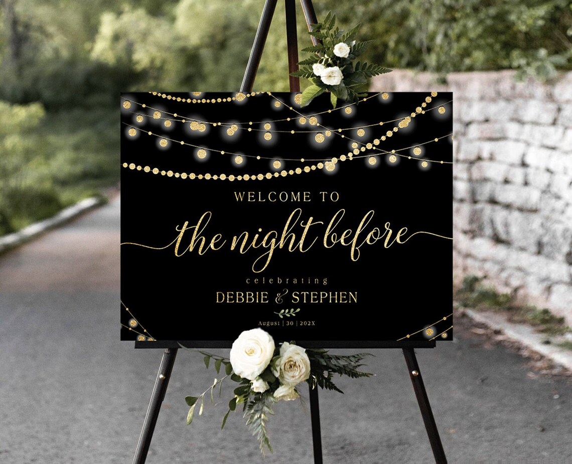 Rehearsal Dinner Sign Wedding Rehearsal Sign Gold Wedding - Etsy