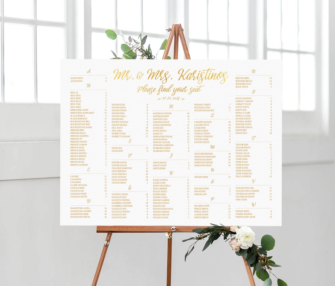 Wedding Seating Chart Wedding Seating Chart Alphabetical - Etsy