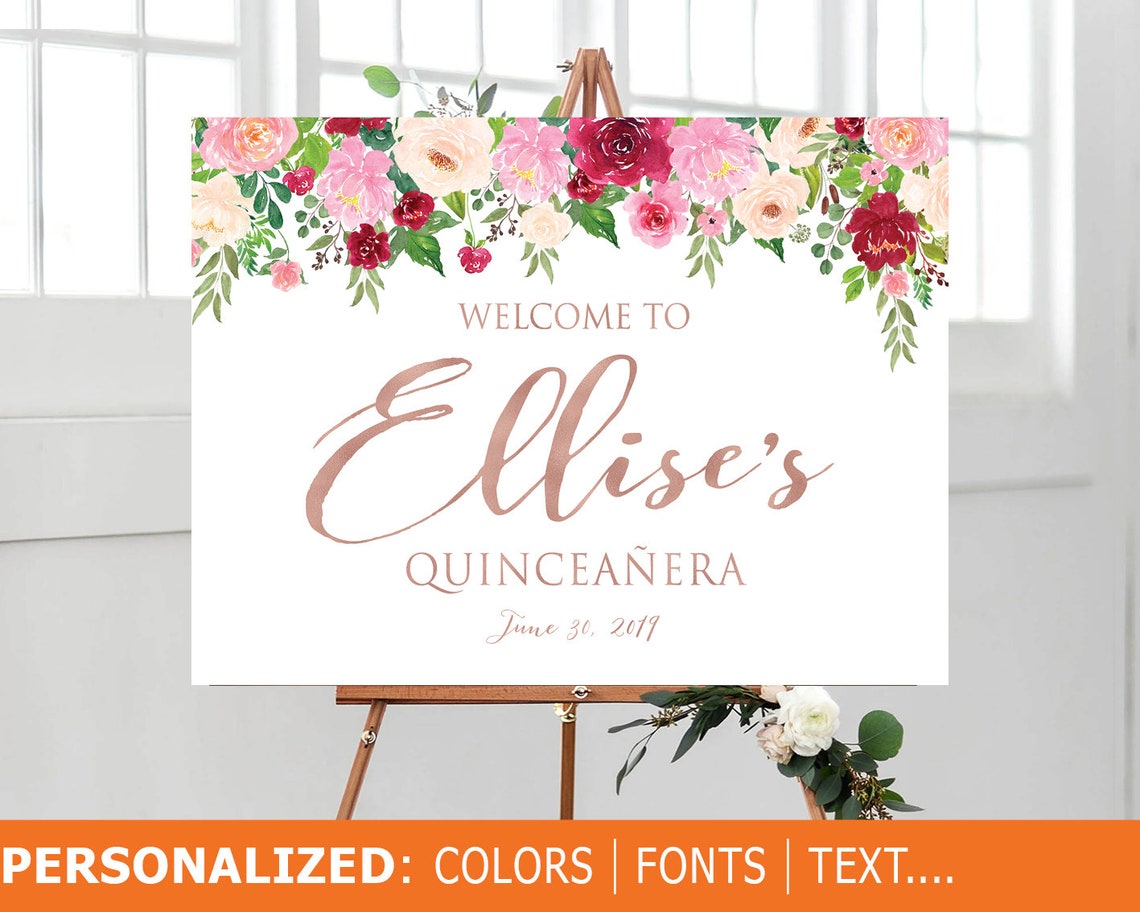 Quinceañera Welcome Sign Quinceanera Sign Quinceanera | Etsy
