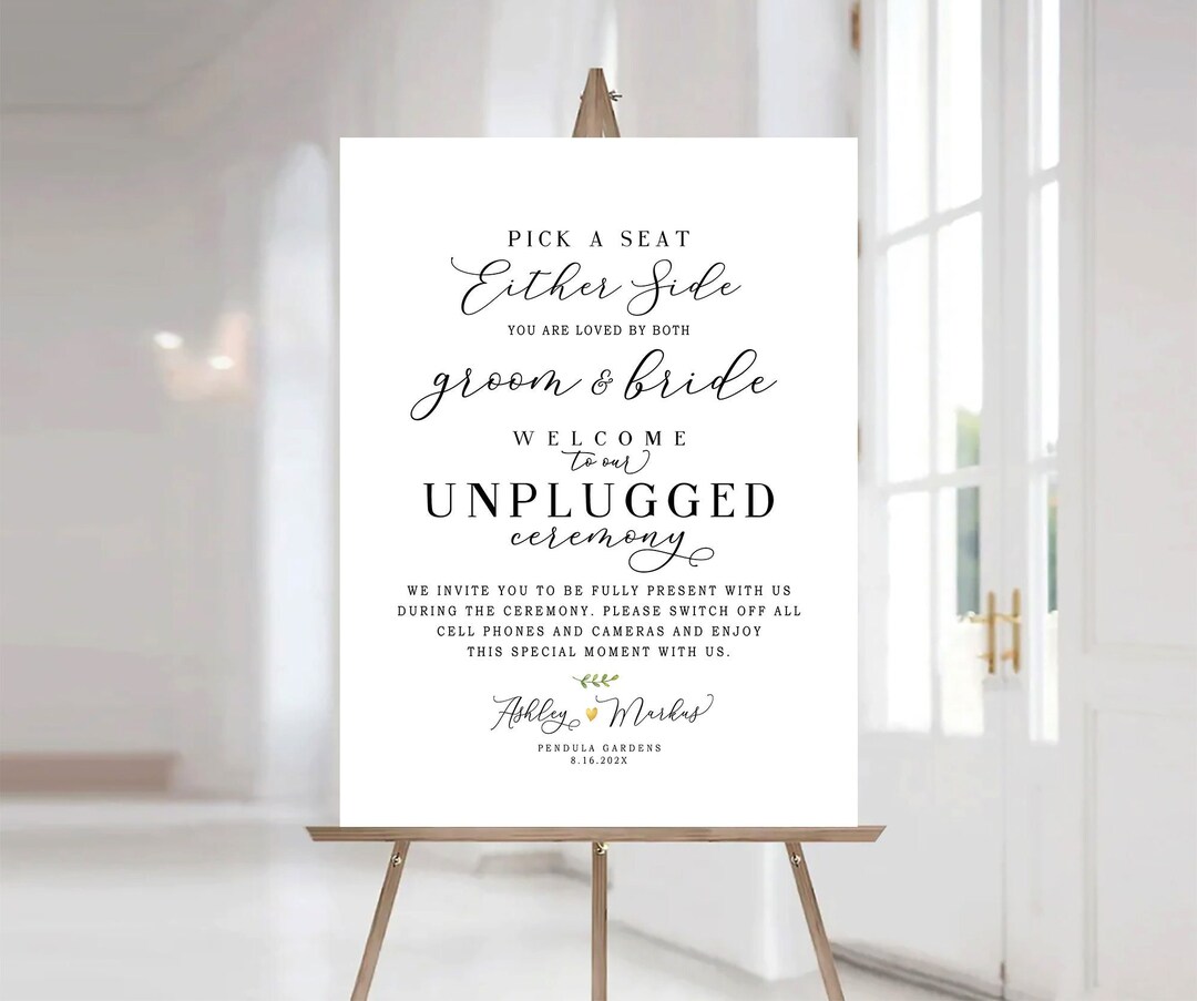 Unplugged Ceremony Sign, Wedding Welcome Sign, Unplugged Wedding Decor ...