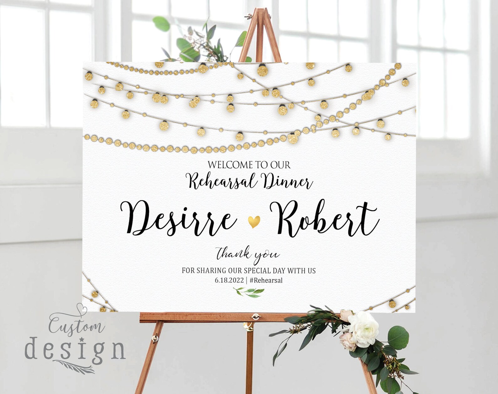 Rehearsal Dinner Sign Wedding Rehearsal Sign Gold Wedding - Etsy