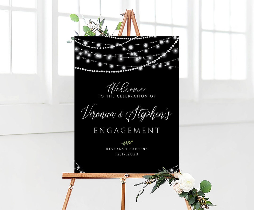 Engagement Party Sign, Engagement Welcome Sign, Engagement Decor, Black ...