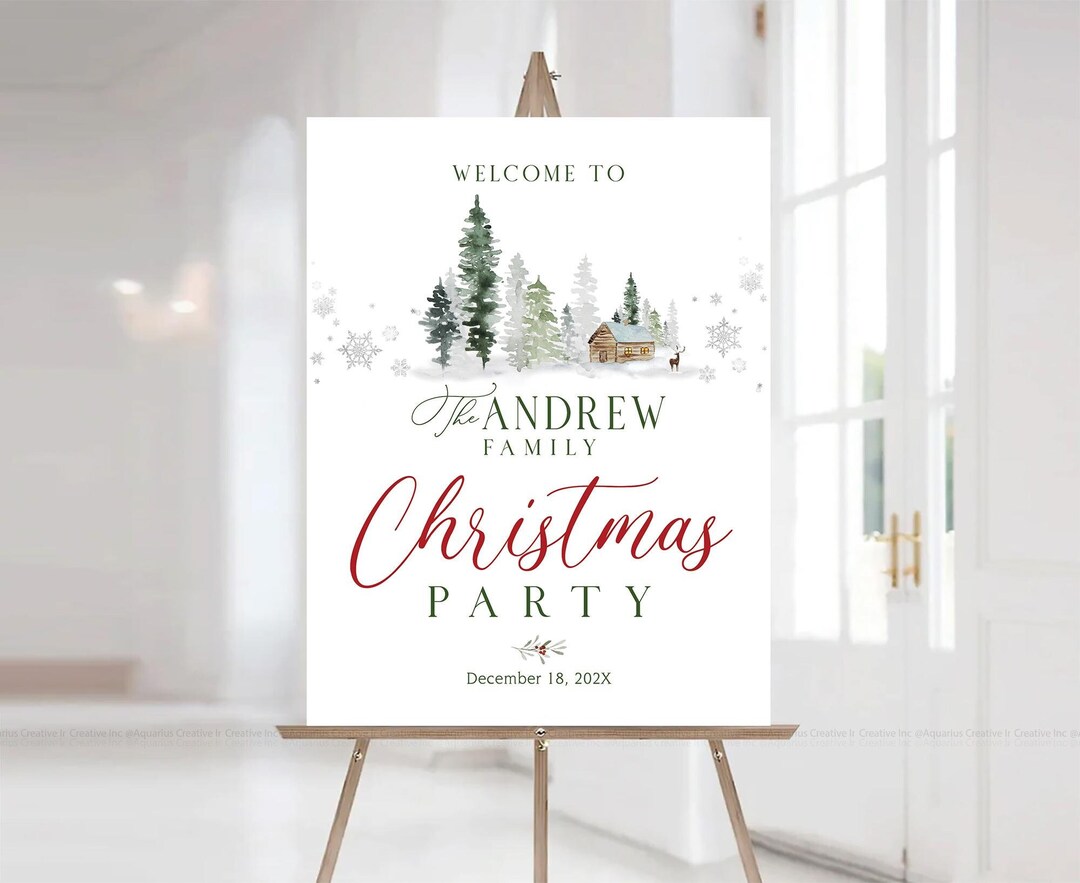 Christmas Party Decor, Christmas Party Welcome Sign, Winter Welcome ...
