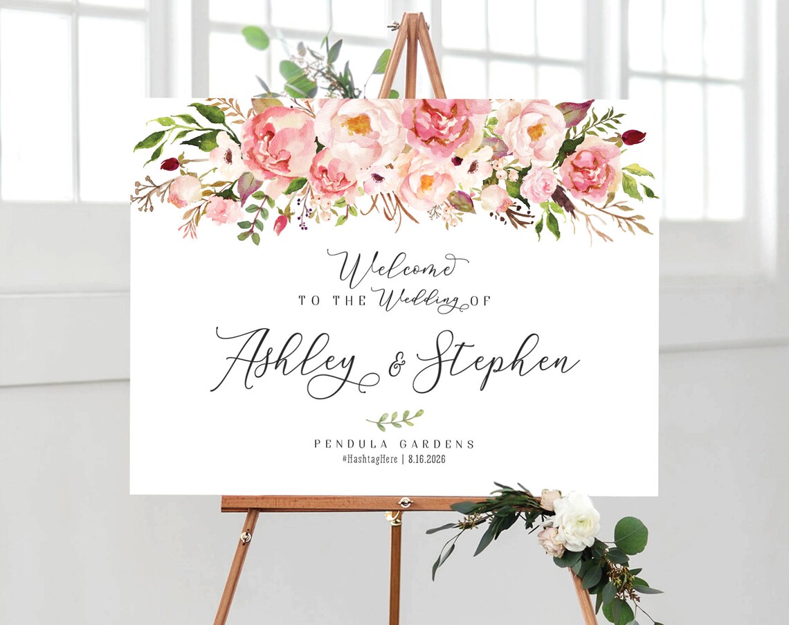 Wedding Welcome Sign Wedding Signs Flowers Welcome Sign - Etsy