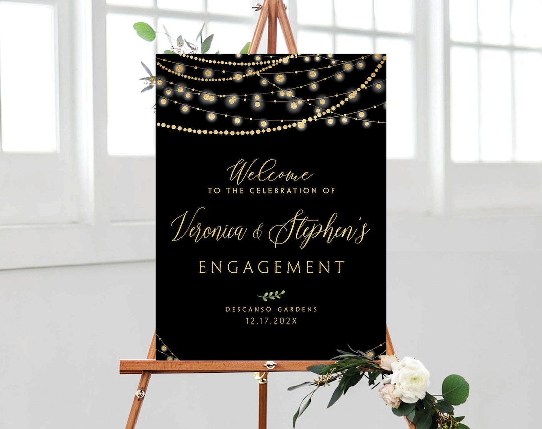Engagement Party Sign, Engagement Welcome Sign, Engagement Decor, Black ...