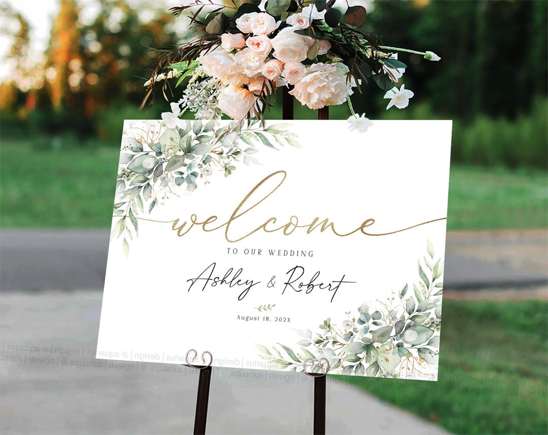 Wedding Welcome Sign, Eucalyptus Wedding Signs, Greenery Wedding Decor ...
