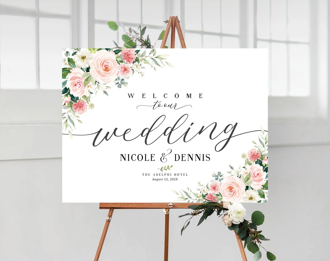 Wedding Welcome Sign Wedding Signs Flowers Welcome Sign - Etsy