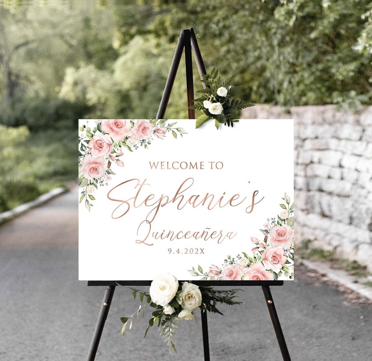 Quinceañera Welcome Sign, Quinceanera Sign, Greenery Quinceanera ...