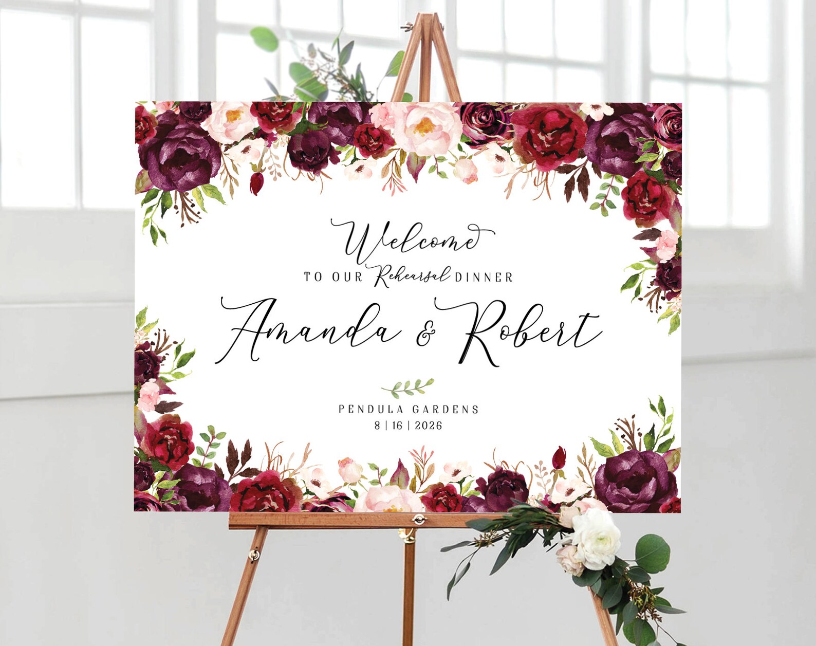 Rehearsal Dinner Sign Burgundy Rehearsal Sign Couples Shower | Etsy