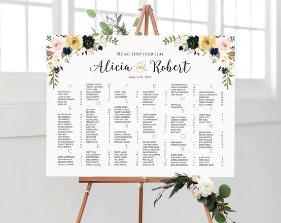 Rustic Seating Chart Wedding Chart Floral Wedding Chart | Etsy