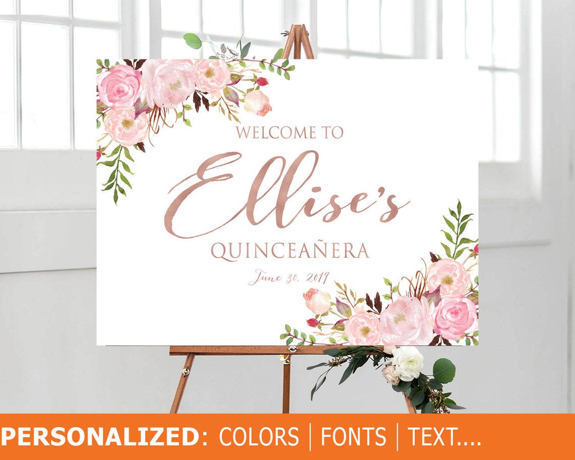 Quinceañera Welcome Sign Quinceanera Sign Quinceanera - Etsy