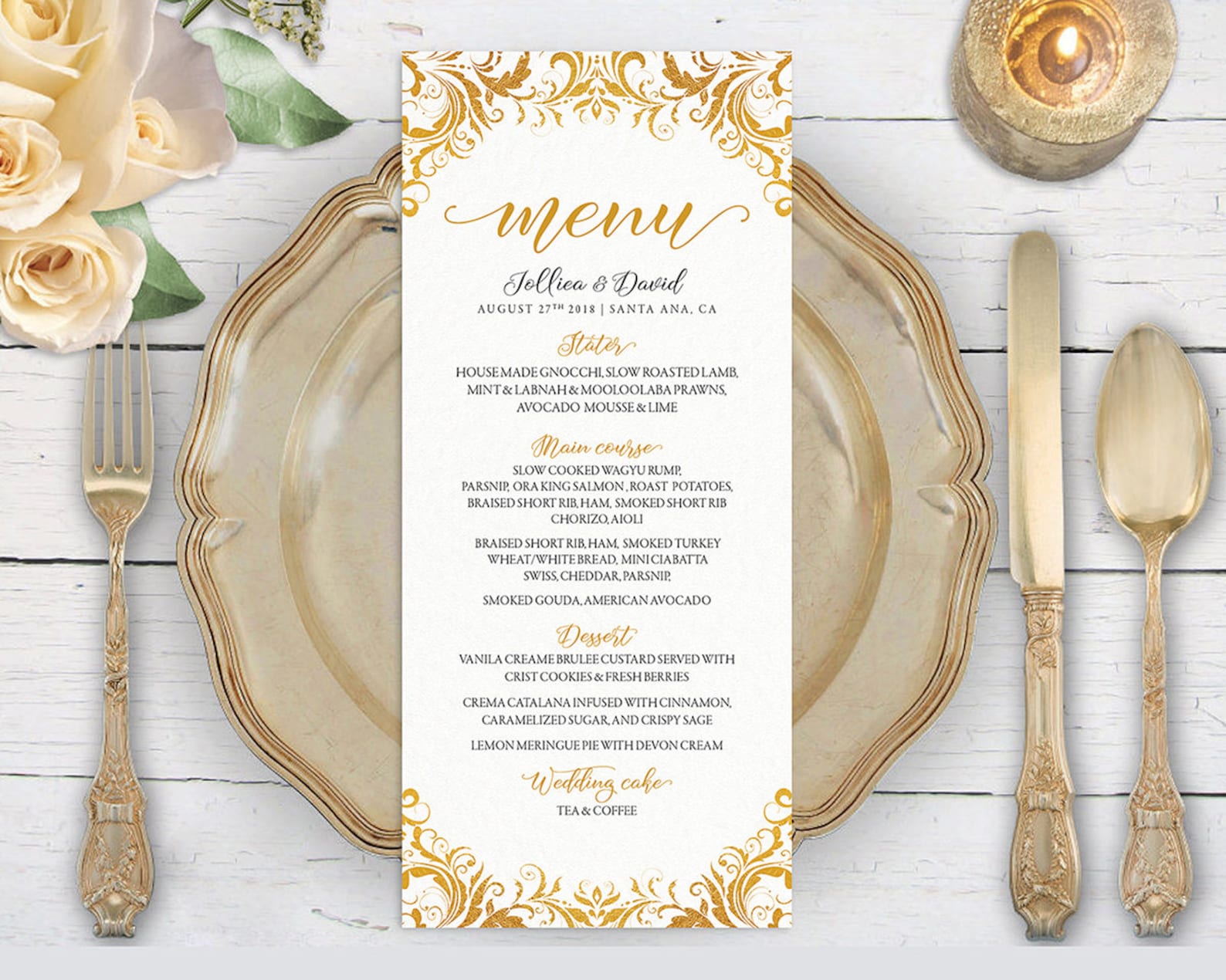 Wedding Menu Printable Wedding Menu Menu Card Rustic Dinner | Etsy