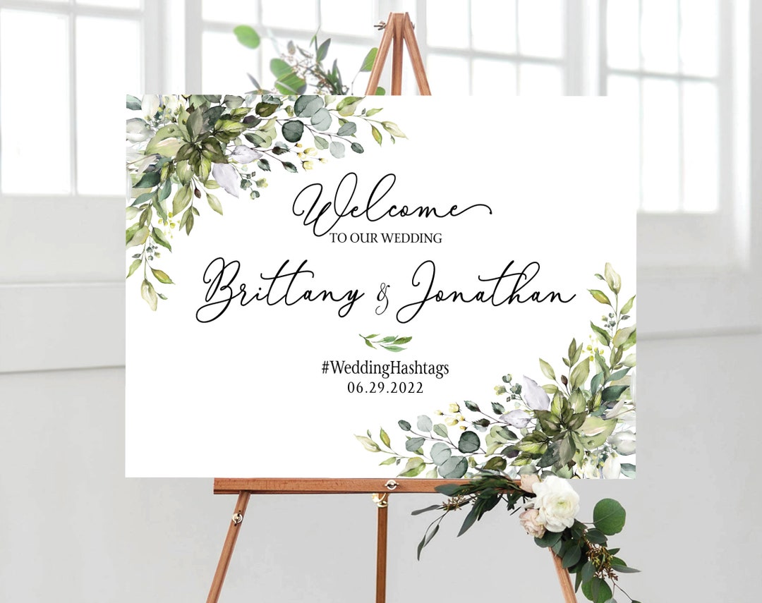 Greenery Wedding Sign, Greenery Wedding Decorations, Wedding Welcome ...