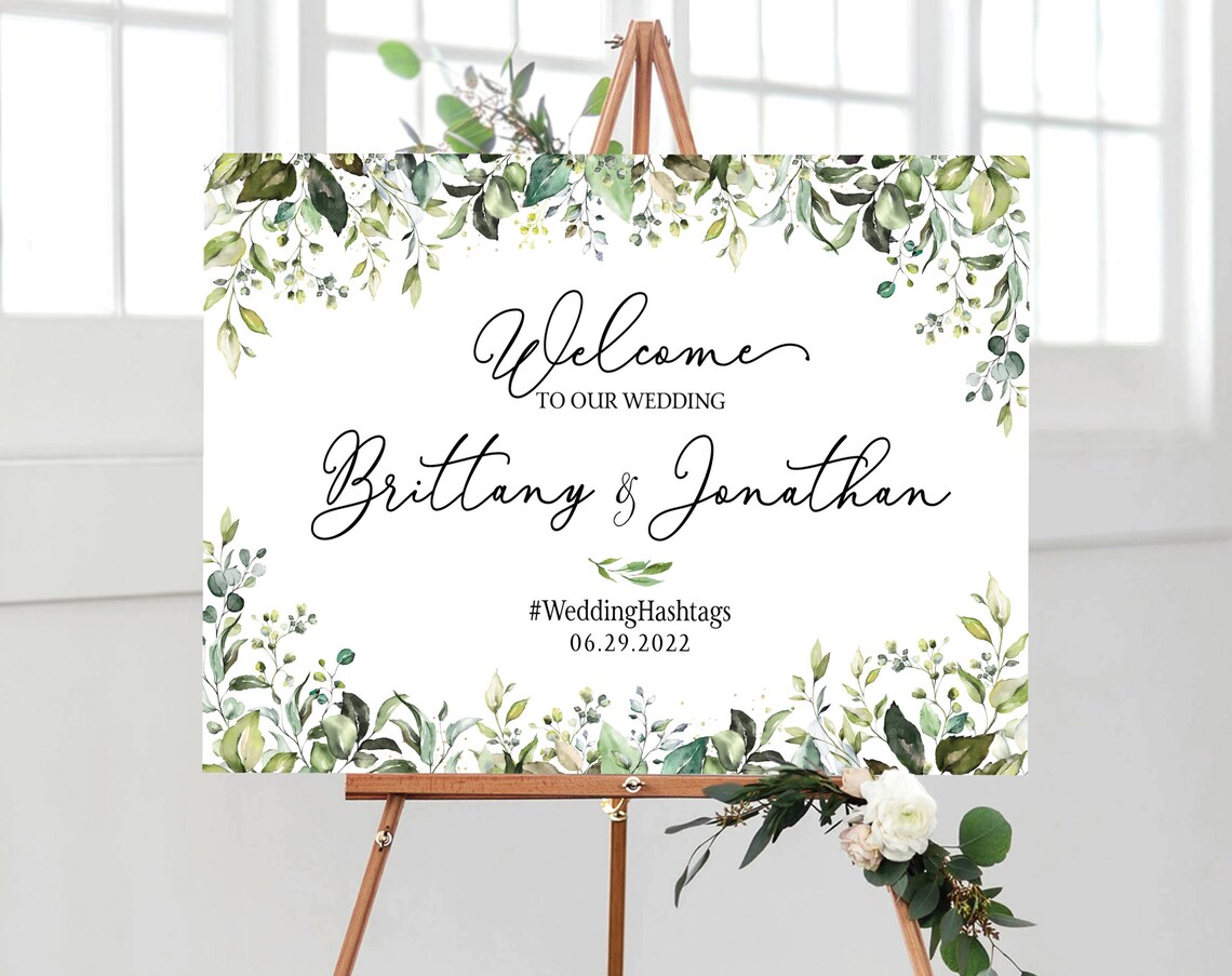 Greenery Wedding Sign Greenery Wedding Decorations Wedding | Etsy