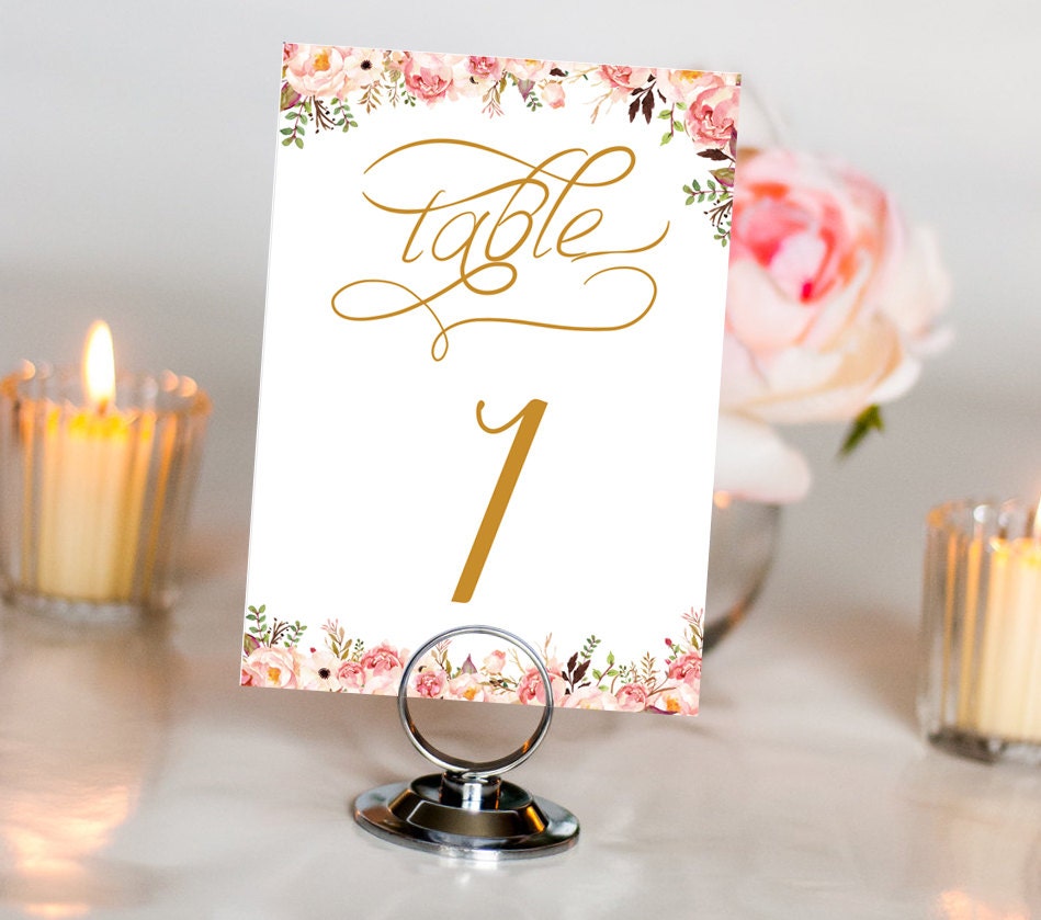 Instant Download Printable Table Numbers Caramel Gold Table | Etsy