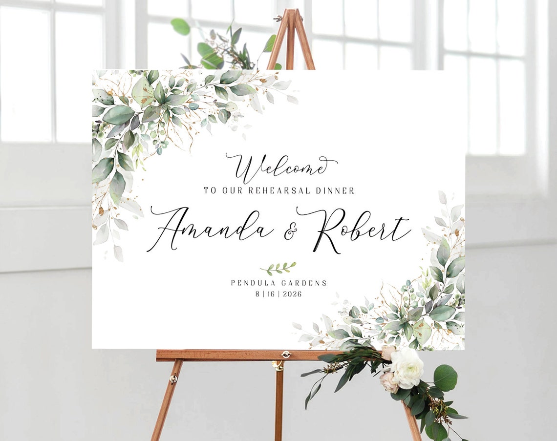 Rehearsal Dinner Sign Wedding Rehearsal Sign Greenery - Etsy