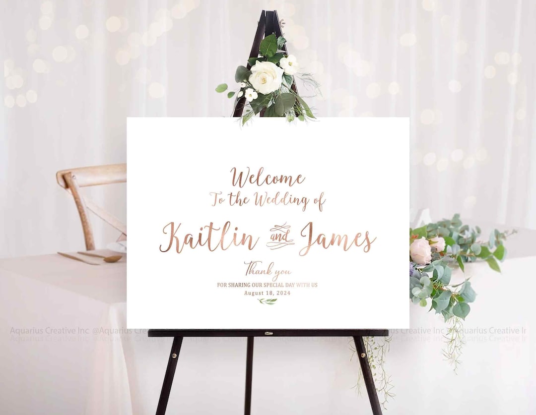 Wedding Welcome Sign, Wedding Invitations, Wedding Signs, Rose Gold ...