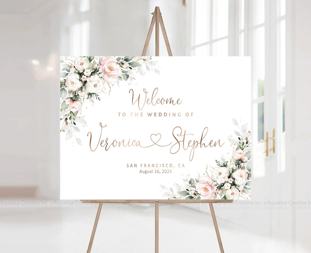 Blush Pink Wedding Sign, Wedding Welcome Sign, Wedding Sign, Blush Pink ...