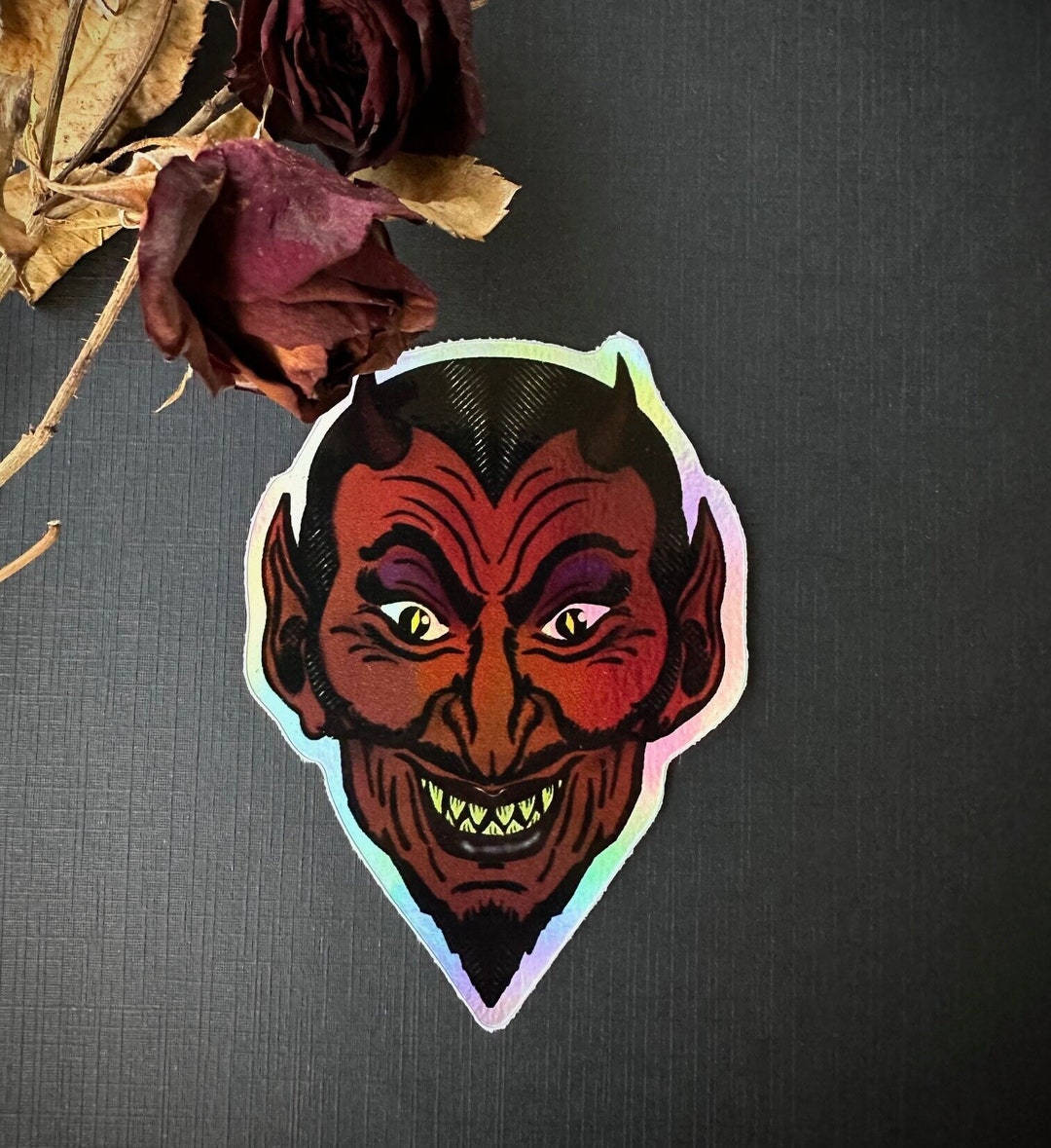 Holographic Devil Sticker - Etsy