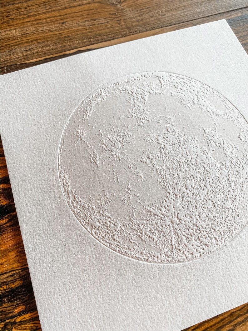 Full Moon Lunar Print Gallery Wall Letterpress Art 8x8 | Etsy