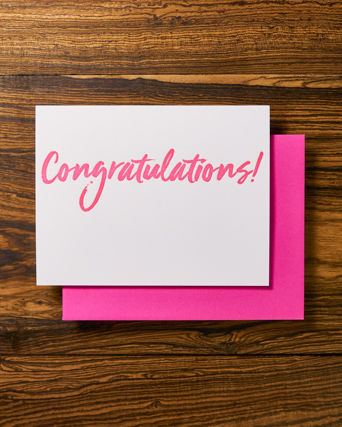 Congratulations Pink Letterpress Stationery Note Card - Etsy