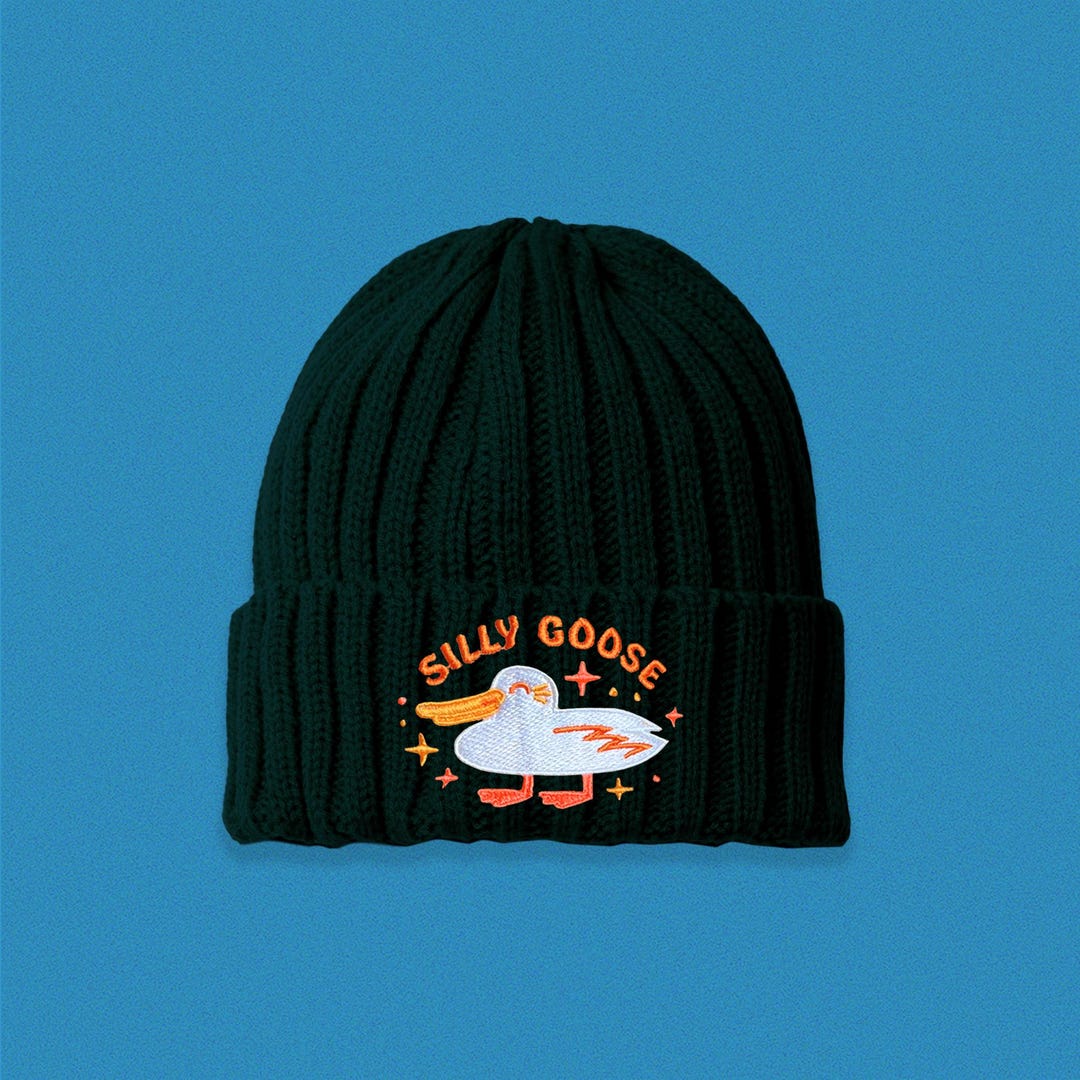 Silly Goose Cable Knit Beanie - Etsy