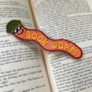 Book Worm Embroidered Bookmark - Etsy